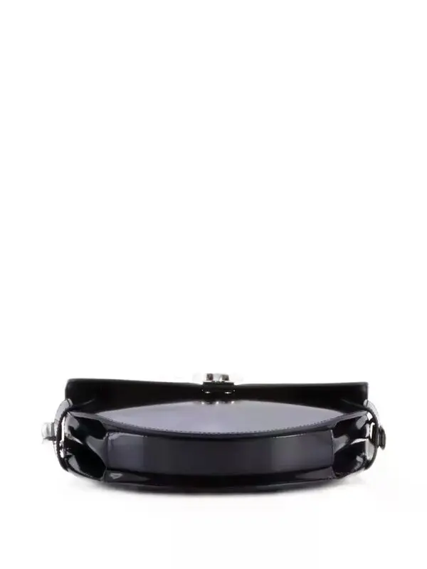 Gucci Gg Half Moon Top Handle Bag Patent Mini Satchel - Black