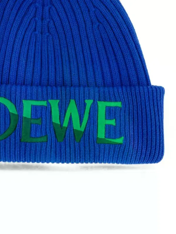 Loewe Logo-embroidered Ribbed-knit Beanie Hat