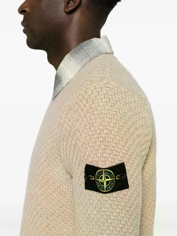 Stone Island Compass Patch Waffle-knit Sweater