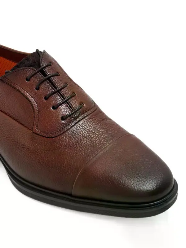 Santoni Grained Leather Cap-toe Derby Shoes