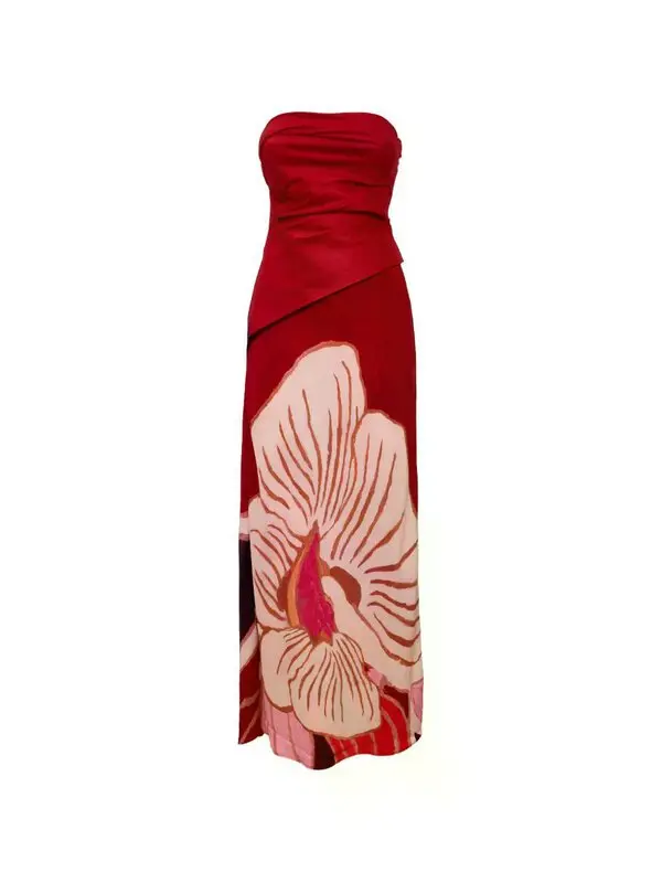 Acler Lingle Floral-print Strapless Maxi Dress - Red