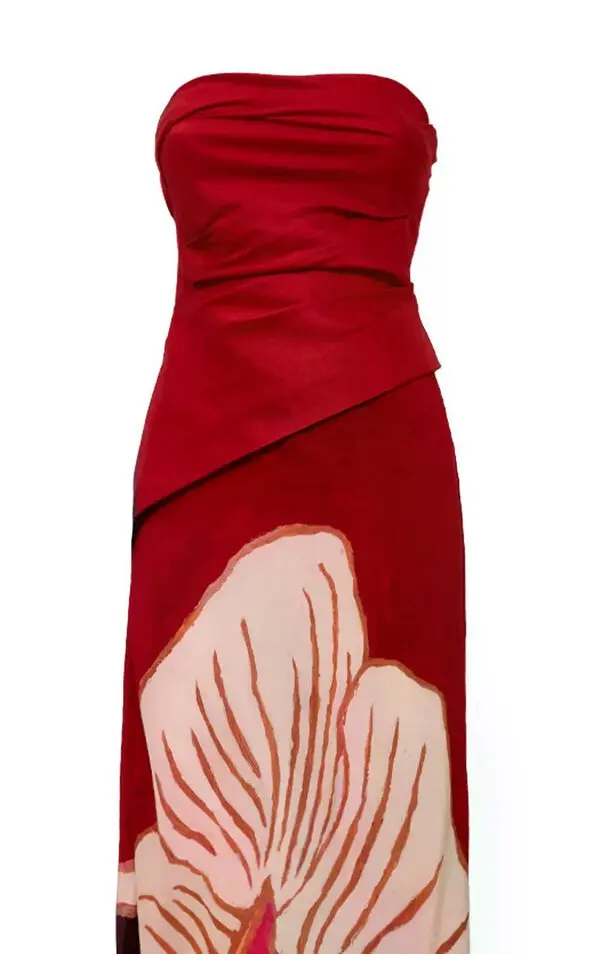 Acler Lingle Floral-print Strapless Maxi Dress - Red