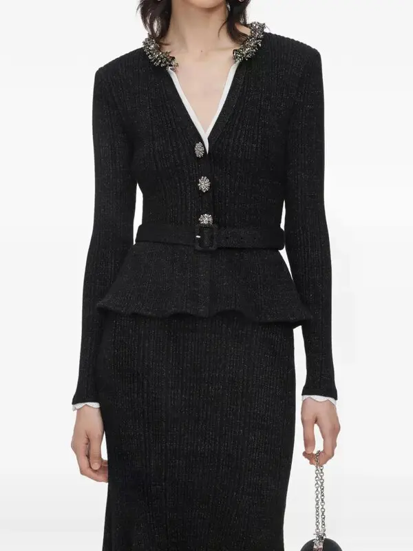 SELF-PORTRAIT Bead-embellished Ribbed-knit Midi Dress