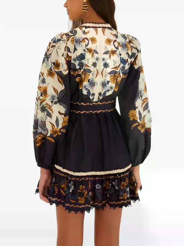 Farm Rio Floral-print Belted Mini Dress