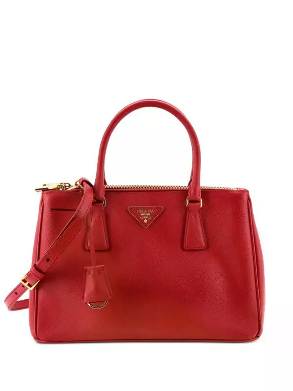Prada Double Zip Lux Saffiano Leather Small Tote Bag
