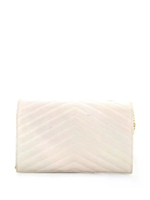 Saint Laurent Classic Monogram Wallet On Chain Matelasse Chevron Leather Medium Crossbody Bag