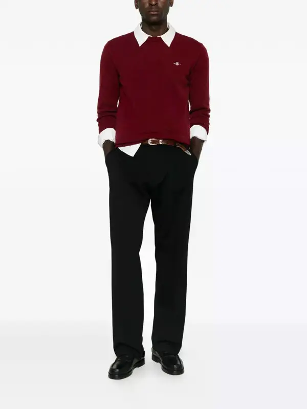 Gant Embroidered-logo Crew-neck Sweater