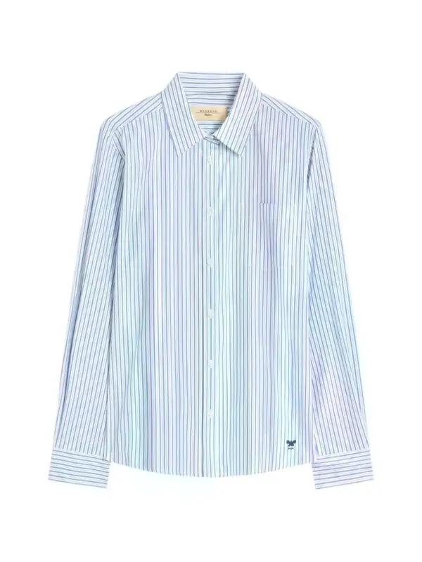 Max Mara Vertical-stripe Embroidered-logo Shirt