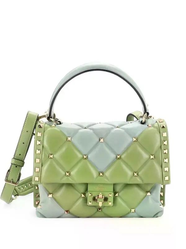 Valentino Garavani Candystud Top Handle Bag Leather Medium Shoulder Bag - Green