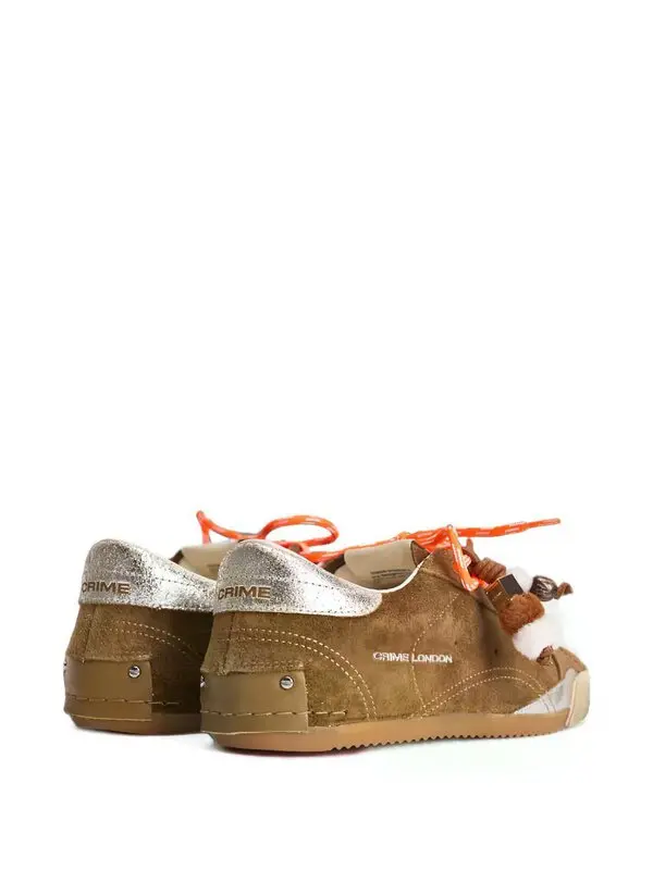 CRIME LONDON Suede Bead-embellished Sneakers - Brown