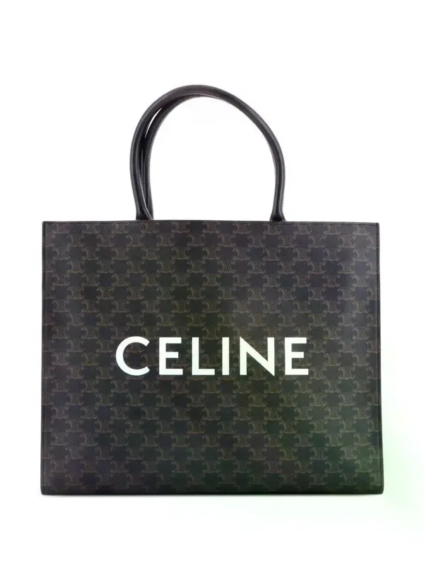 Celine Horizontal Logo Cabas Triomphe Coated Canvas Tote Bag - Brown