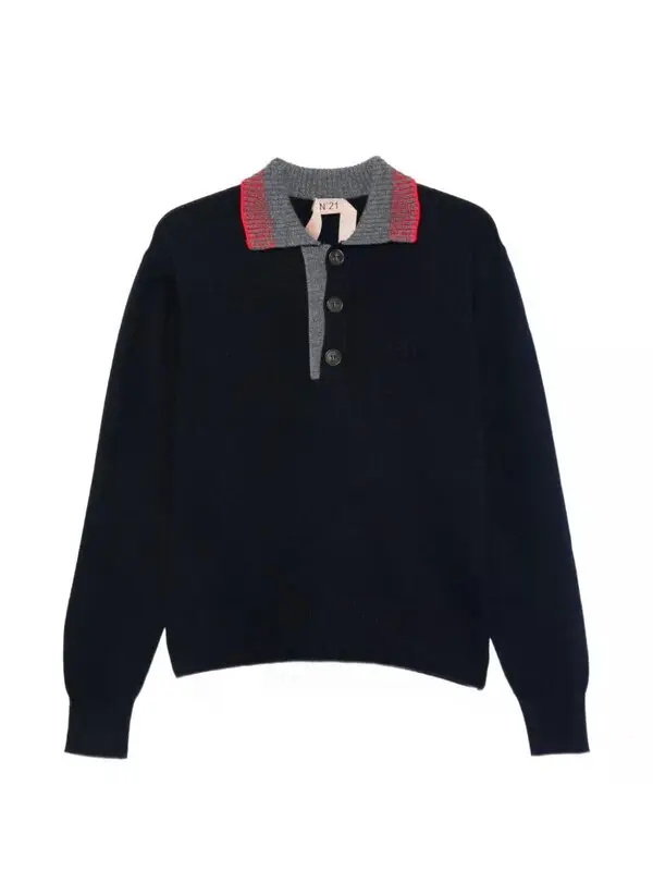 N°21 Contrast-collar Button-up Top