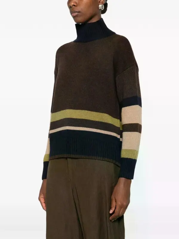 INTRECCI Striped Roll-neck Sweater