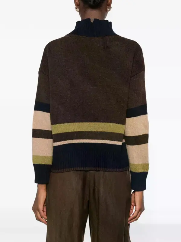 INTRECCI Striped Roll-neck Sweater
