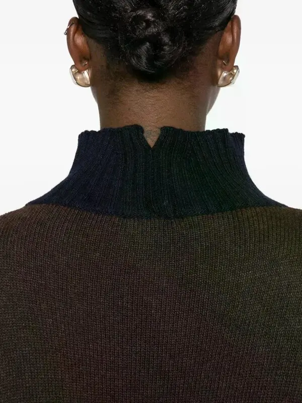 INTRECCI Striped Roll-neck Sweater