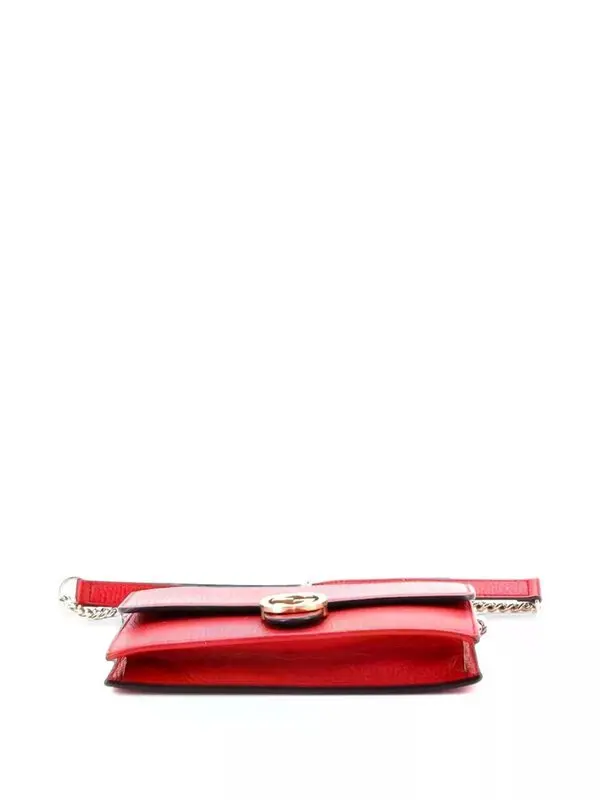 Gucci Interlocking Wallet On Chain Leather Crossbody Bag - Red