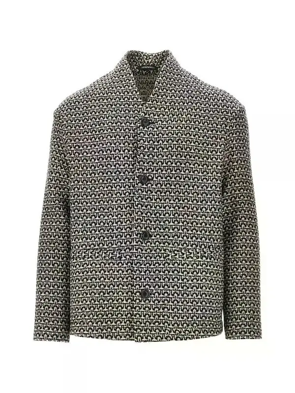 Emporio Armani Virgin-wool-blend Textured Cardigan