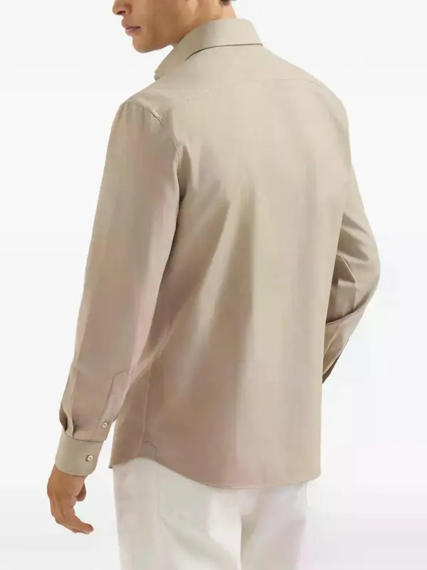 Brunello Cucinelli Garment-dyed Twill Shirt With Spread Collar