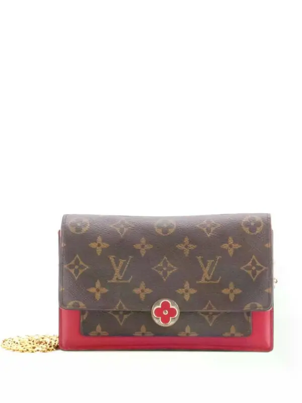 LOUIS VUITTON Flore Chain Wallet Monogram Canvas With Leather Clutch Bag