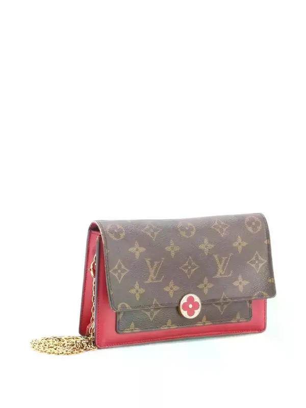 LOUIS VUITTON Flore Chain Wallet Monogram Canvas With Leather Clutch Bag