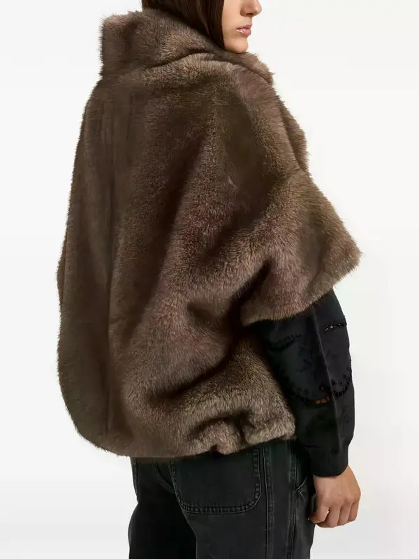VALENTINI Faux-fur Short-sleeve Jacket