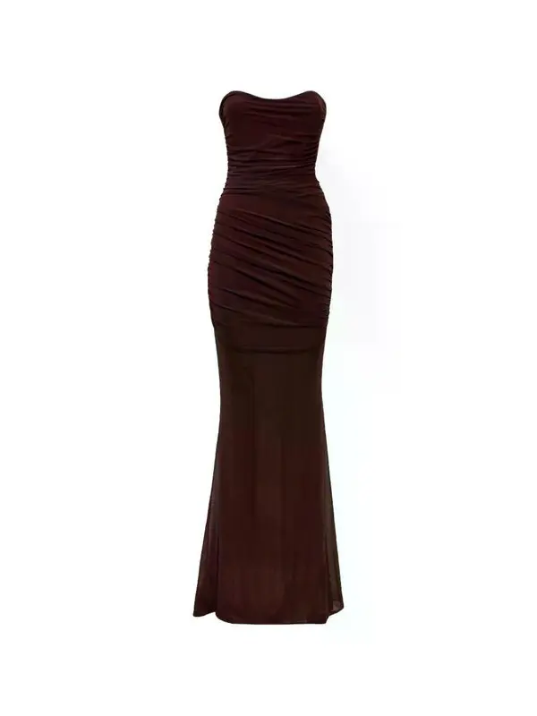 Retrofete Isadore Ruched Mesh Dress - Brown