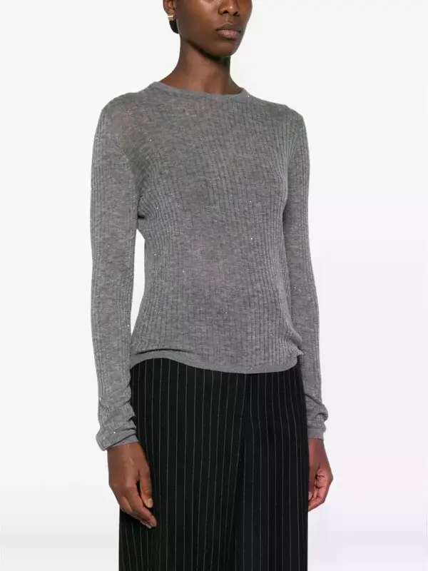 ELEH Ribbed-knit Sequin-embellished Sweater