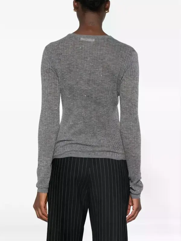 ELEH Ribbed-knit Sequin-embellished Sweater