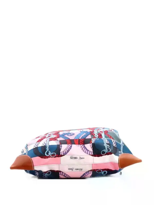 Hermès Silky City Bag Printed Silk And Leather Gm Tote Bag