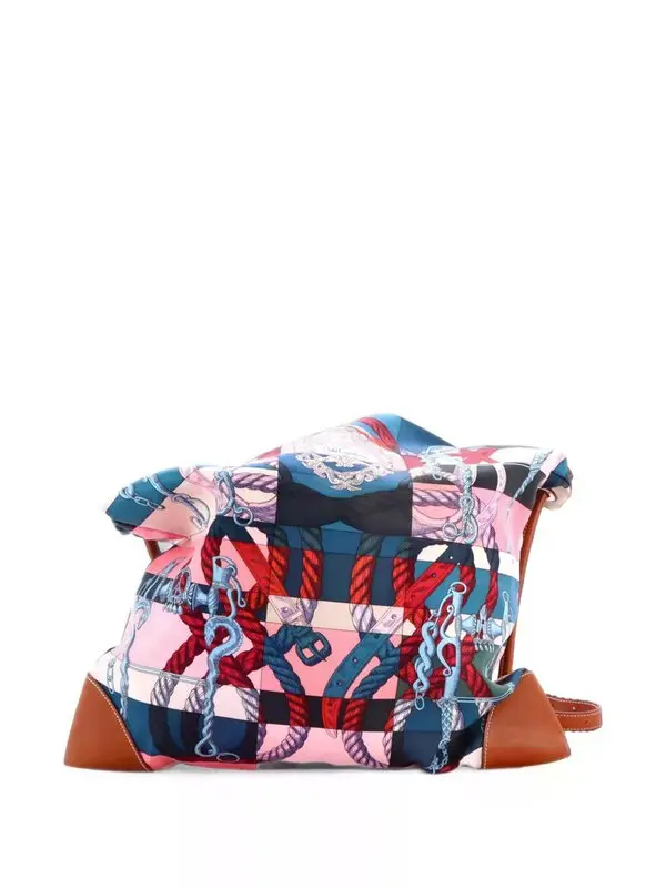 Hermès Silky City Bag Printed Silk And Leather Gm Tote Bag
