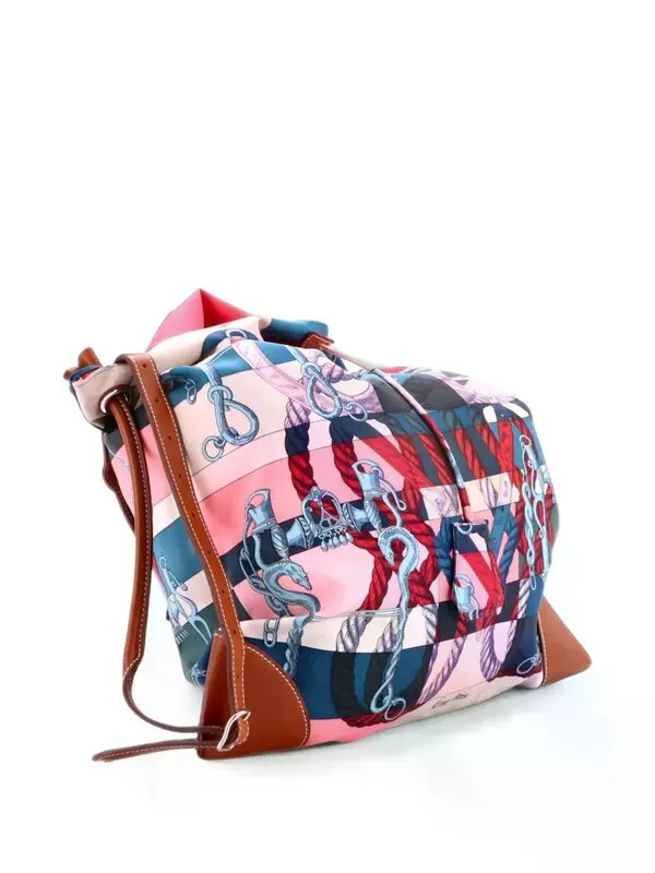 Hermès Silky City Bag Printed Silk And Leather Gm Tote Bag