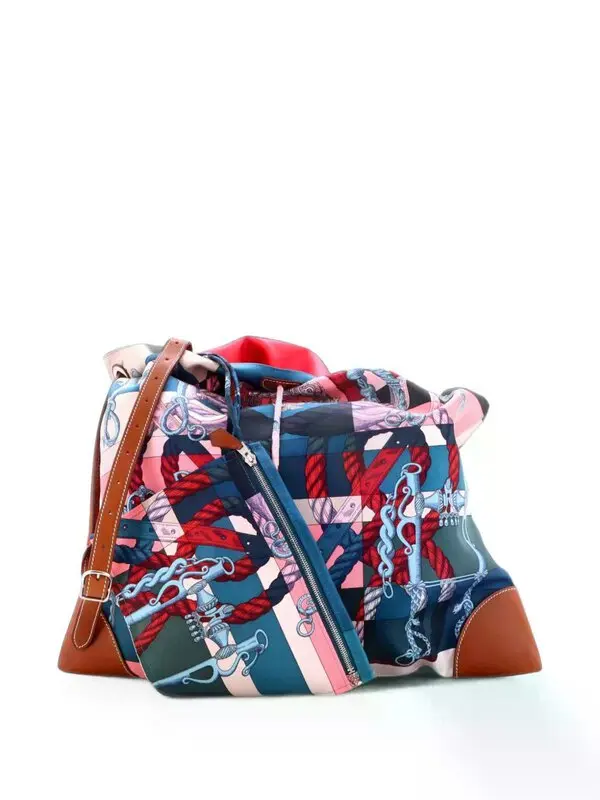 Hermès Silky City Bag Printed Silk And Leather Gm Tote Bag
