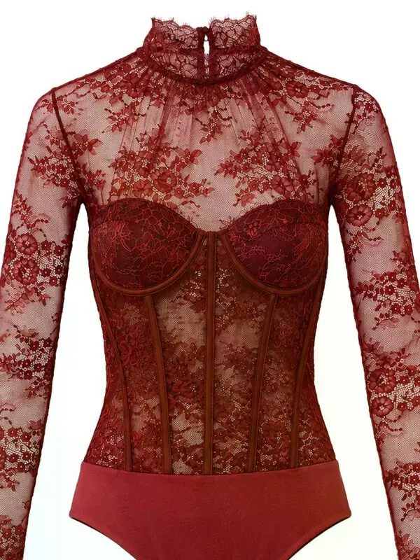 Retrofete Valentina Lace-panelled Bodysuit - Red