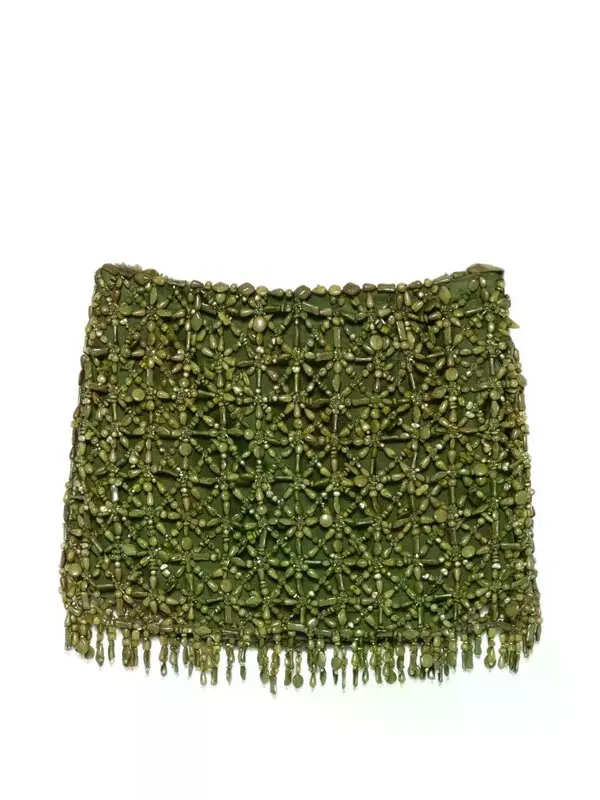 Cult Gaia Bead-embellished Fringed Mini Skirt