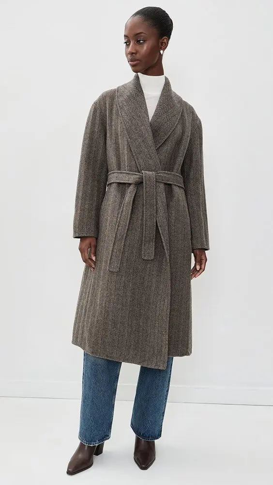 Theory Lux Shawl Coat - Mocha Multi