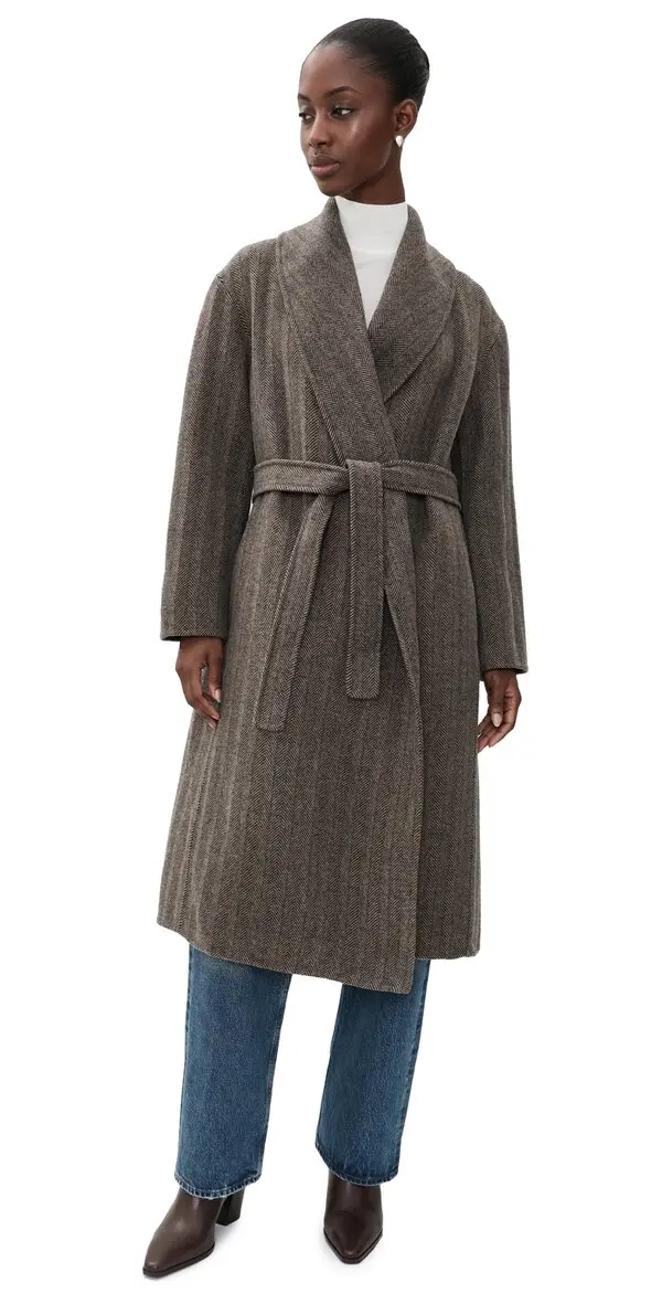 Theory Lux Shawl Coat - Mocha Multi