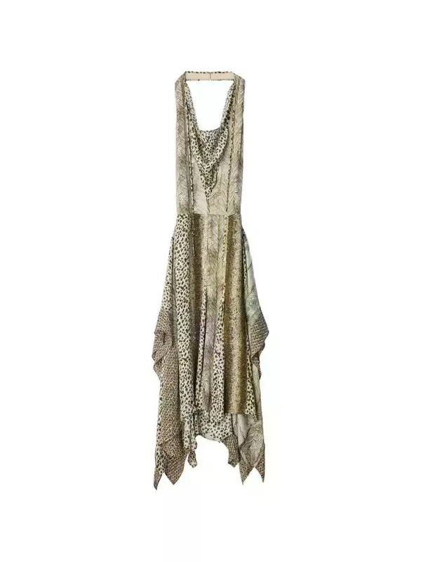 LEMAIRE Panelled Dress In Feather Printed Viscose