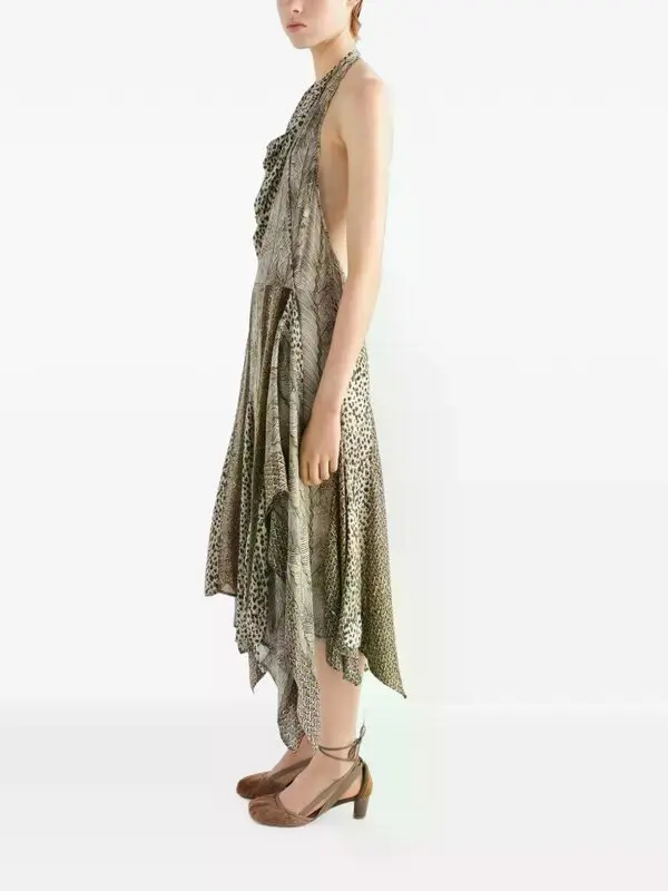 LEMAIRE Panelled Dress In Feather Printed Viscose
