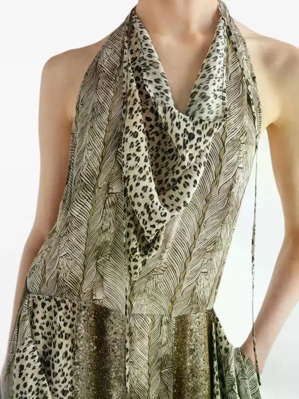 LEMAIRE Panelled Dress In Feather Printed Viscose