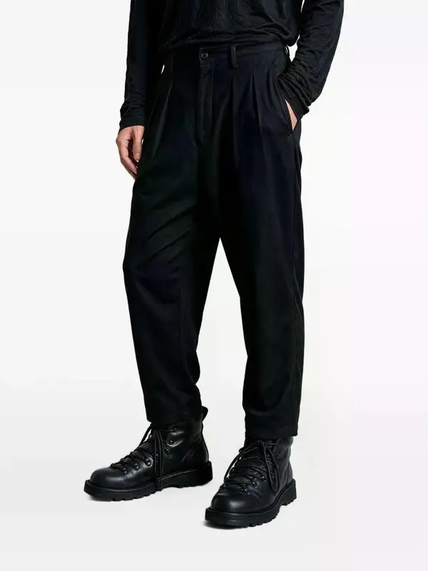 Yohji Yamamoto Pleated-front Croppedwool Trousers
