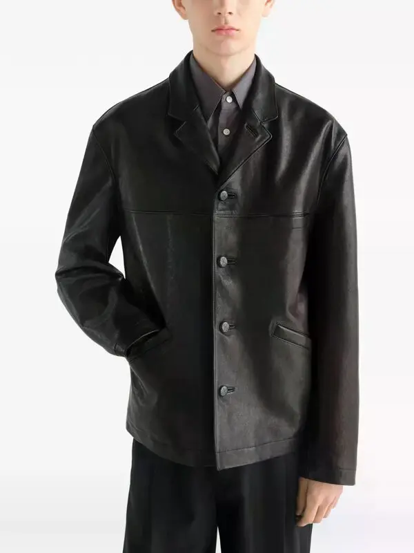 LEMAIRE Single-breasted Jacket In Grained Lambskin