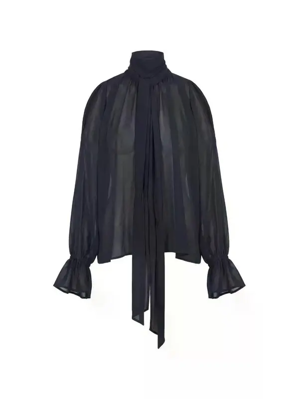 SOLOTRE Pussy-bow Cut-out Blouse