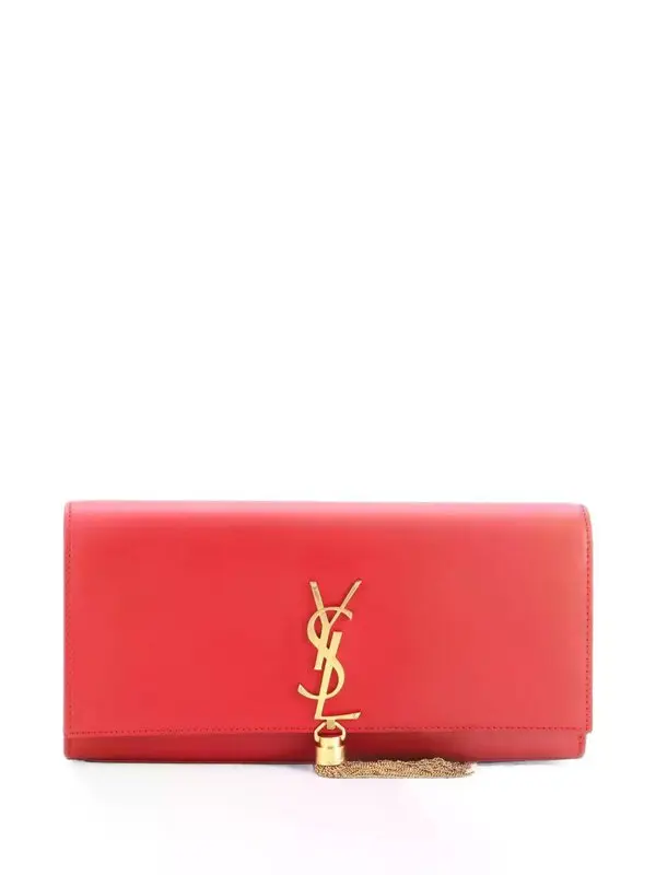 Saint Laurent Classic Monogram Tassel Leather Long Clutch Bag