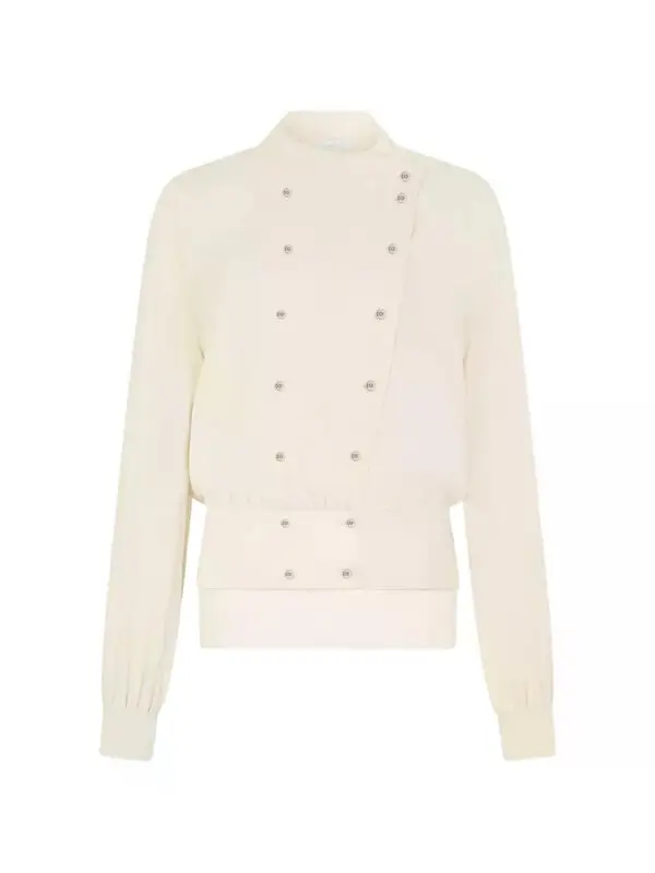 Rabanne Beige Crepe Blouse With Pearl Inspired Jewelery Buttons - Neutrals