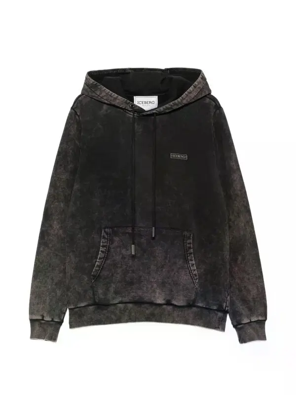 Iceberg Acid-wash Logo-patch Hoodie