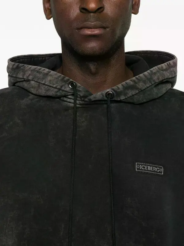 Iceberg Acid-wash Logo-patch Hoodie