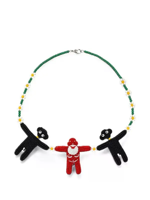 WALTER VAN BEIRENDONCK Beaded Flower Necklace - Green
