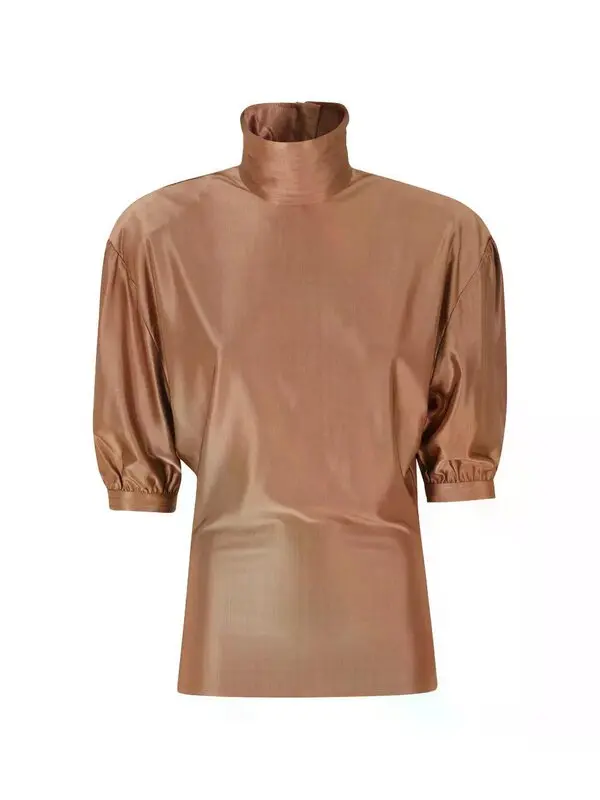 Rabanne High-neck Puff-sleeve Top