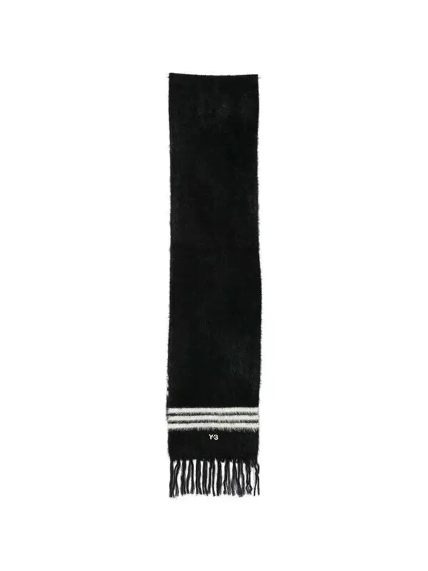 Y3 Stripe-detail Fringed Scarf