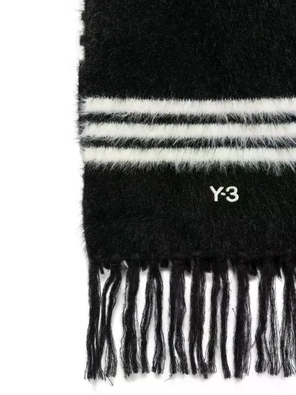 Y3 Stripe-detail Fringed Scarf